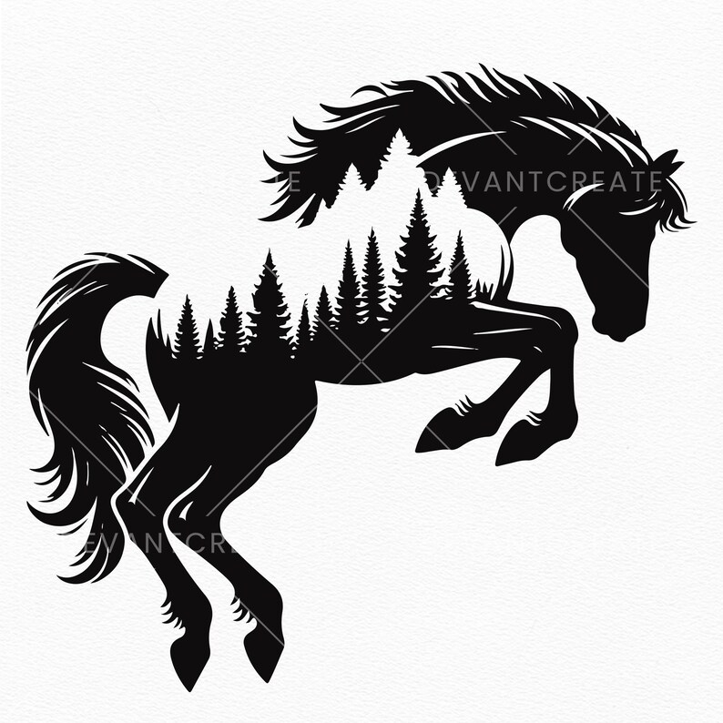 Horse Forest SVG, Horse Head Svg, Horse Tree Svg, Horse Forest ...