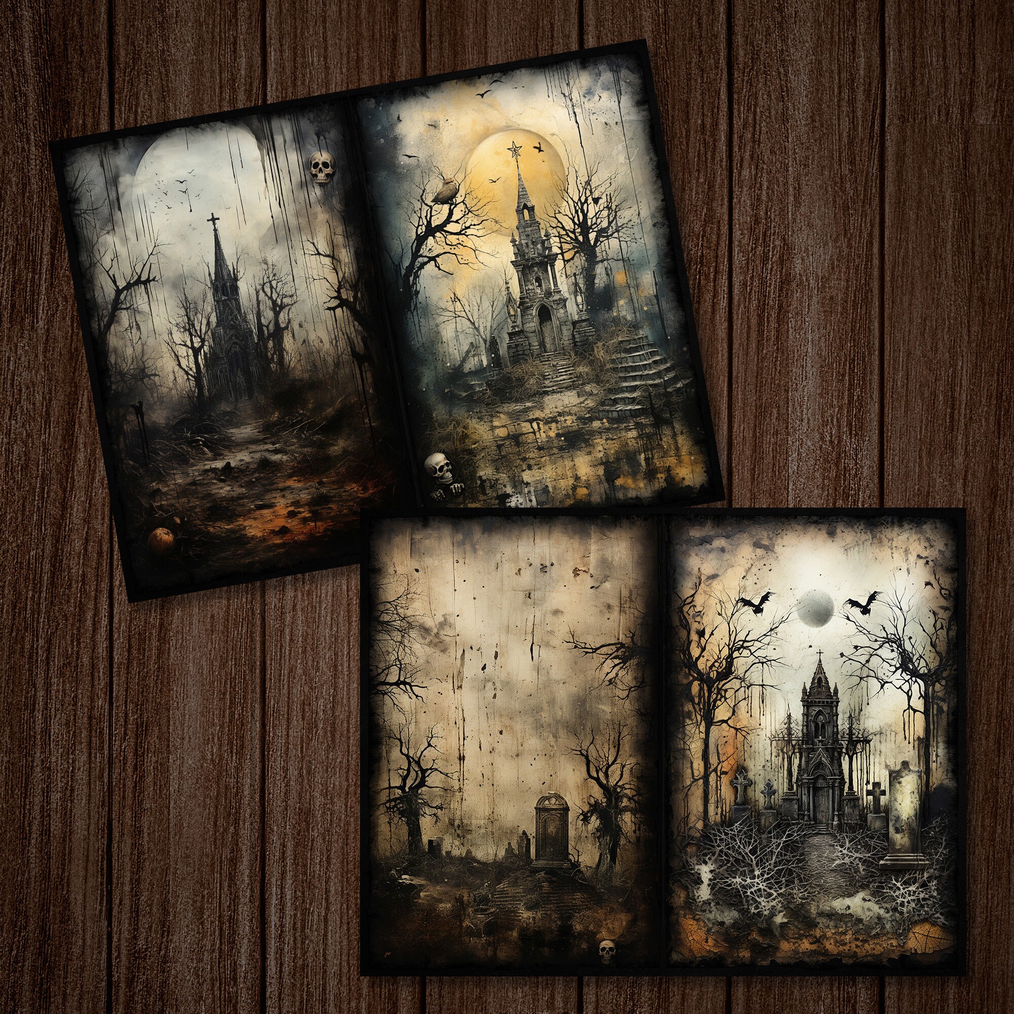 Gothic Graveyard Junk Journal Page, Gothic Cemetery, Dark Creepy ...