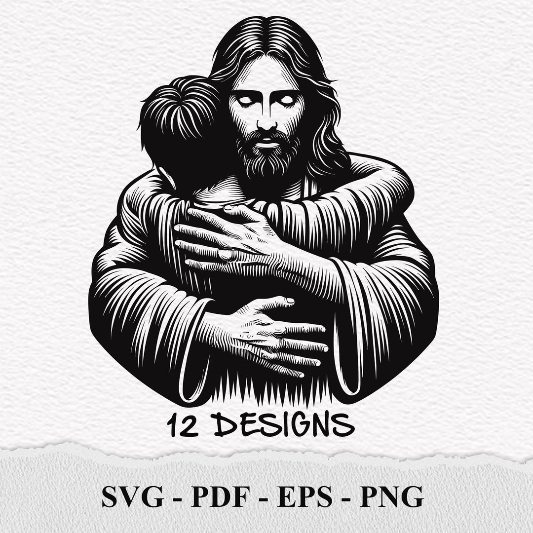 Jesus Hug SVG, Jesus Face SVG, Jesus Open Arm Svg, Christian SVG, Jesus ...