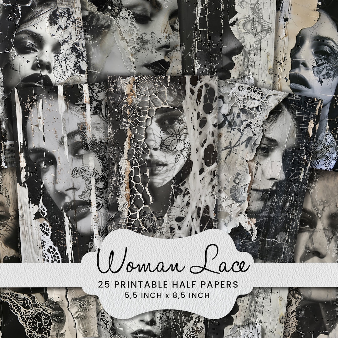 Woman Lace Texture, Lady Beauty Lace Half Paper Mixed Media Paper ...