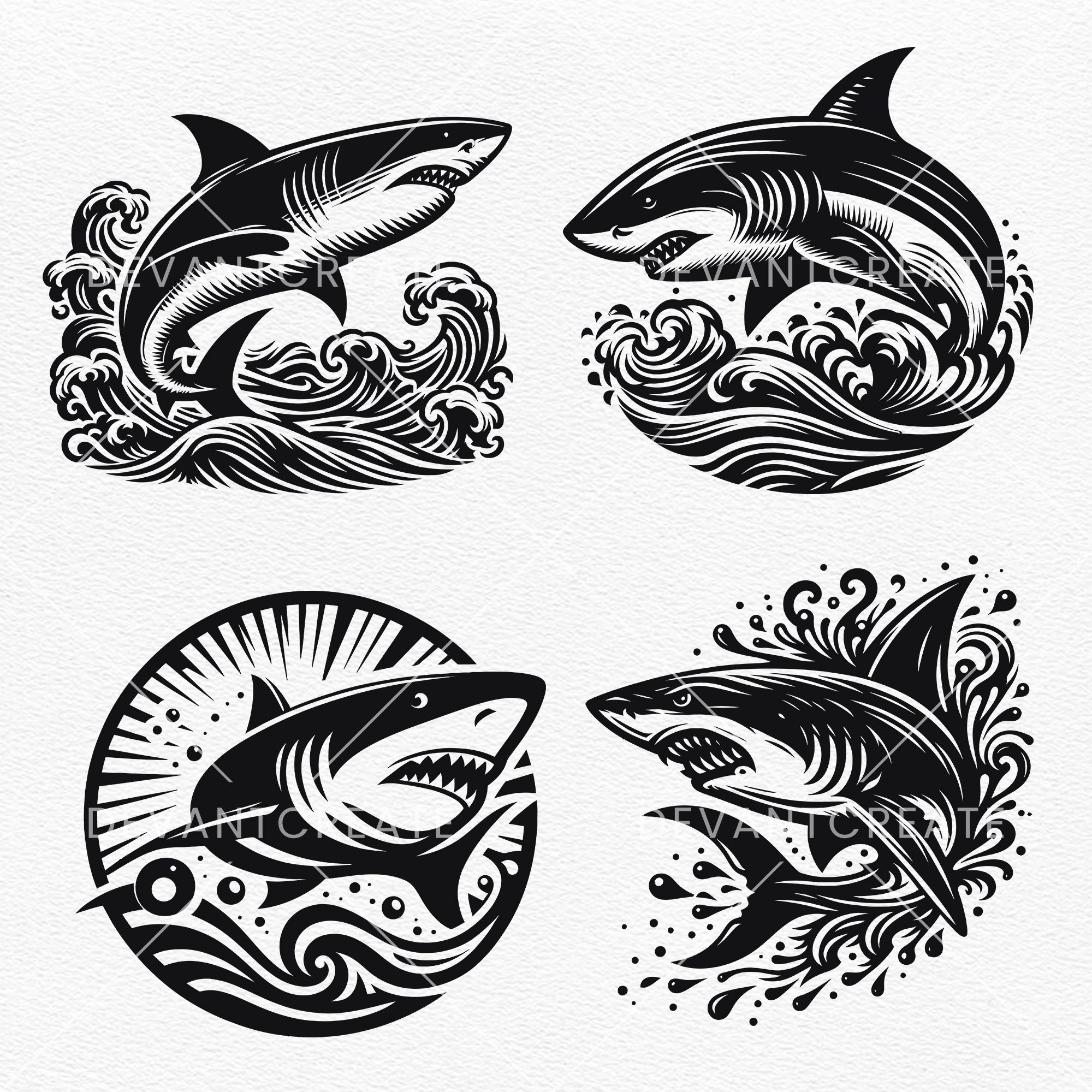 Shark SVG, Shark Bundle Svg, Angry Shark Svg, Shark on the Sea, Shark ...