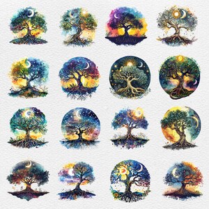 Magic Tree Watercolor, 94 Tree Watercolor, Ancient Magic Tree Bundle ...