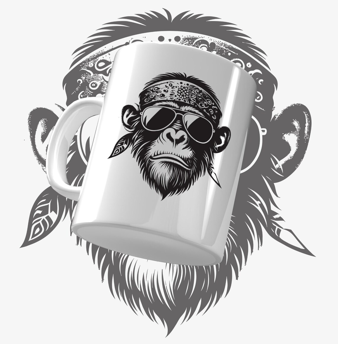 Monkey Rock Star SVG, Monkey Head Svg, Funky Monkey Svg, Cool Monkey ...