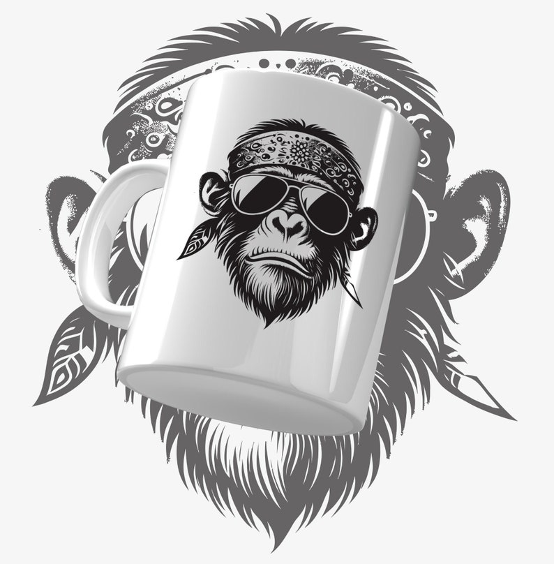 Monkey Rock Star SVG, Monkey Head Svg, Funky Monkey Svg, Cool Monkey ...