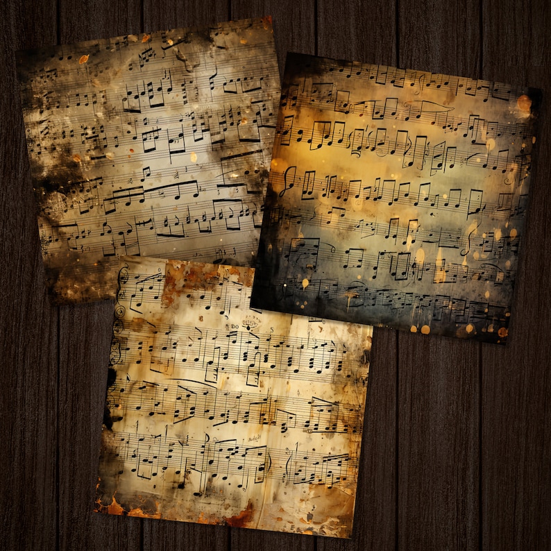 Old Sheet Music Printable Paper, Dark Sheet Music Textures Printable ...