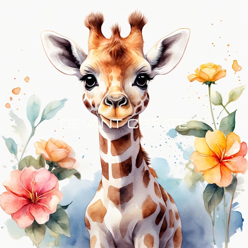 Cute Giraffe Watercolor Clipart Giraffe Head - Etsy