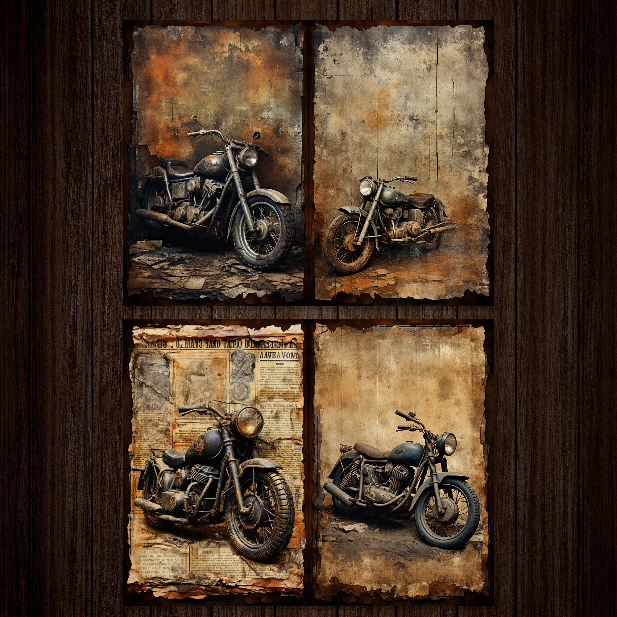 Old Classic Motorcycle Junk Journal Page, Classic Motorcycle, Old ...