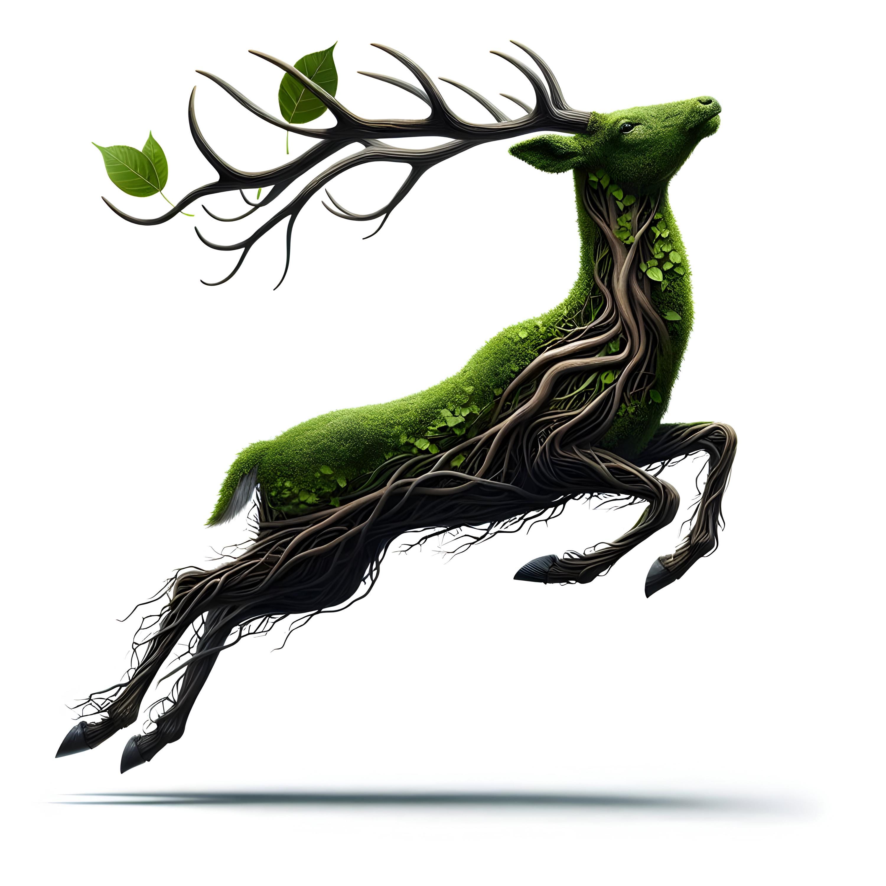 Floral Deer Clipart: Majestic Antlers, Roots & Leaves (PNG, JPEG) - Etsy