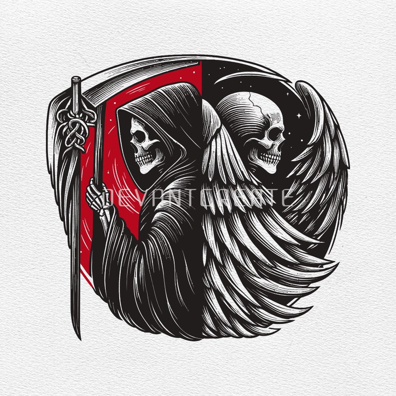 Angel and Evil SVG, Angel SVG, Evil Svg, Death Angel, Demon Angel Skull ...