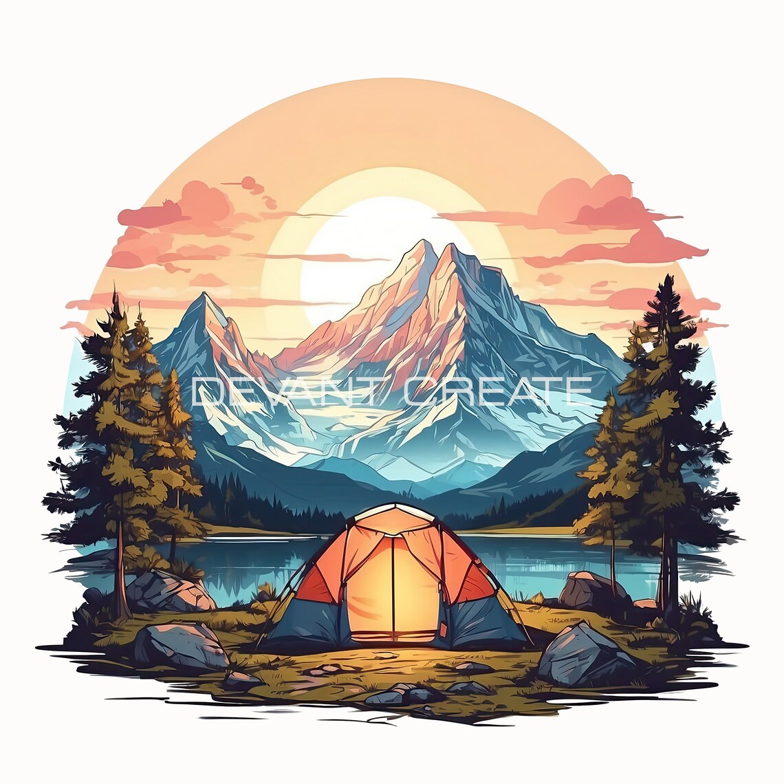 Mountain Camping, Camping Clipart - Etsy