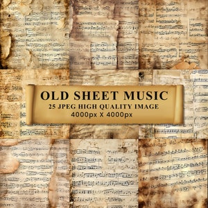 Old Sheet Music Textures: Printable Ephemera, Junk Journal Pages ...