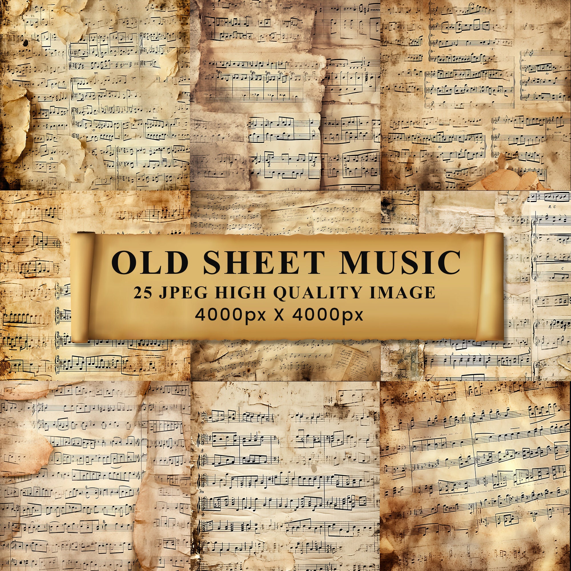 Old Sheet Music Printable Paper, Sheet Music Textures Printable ...