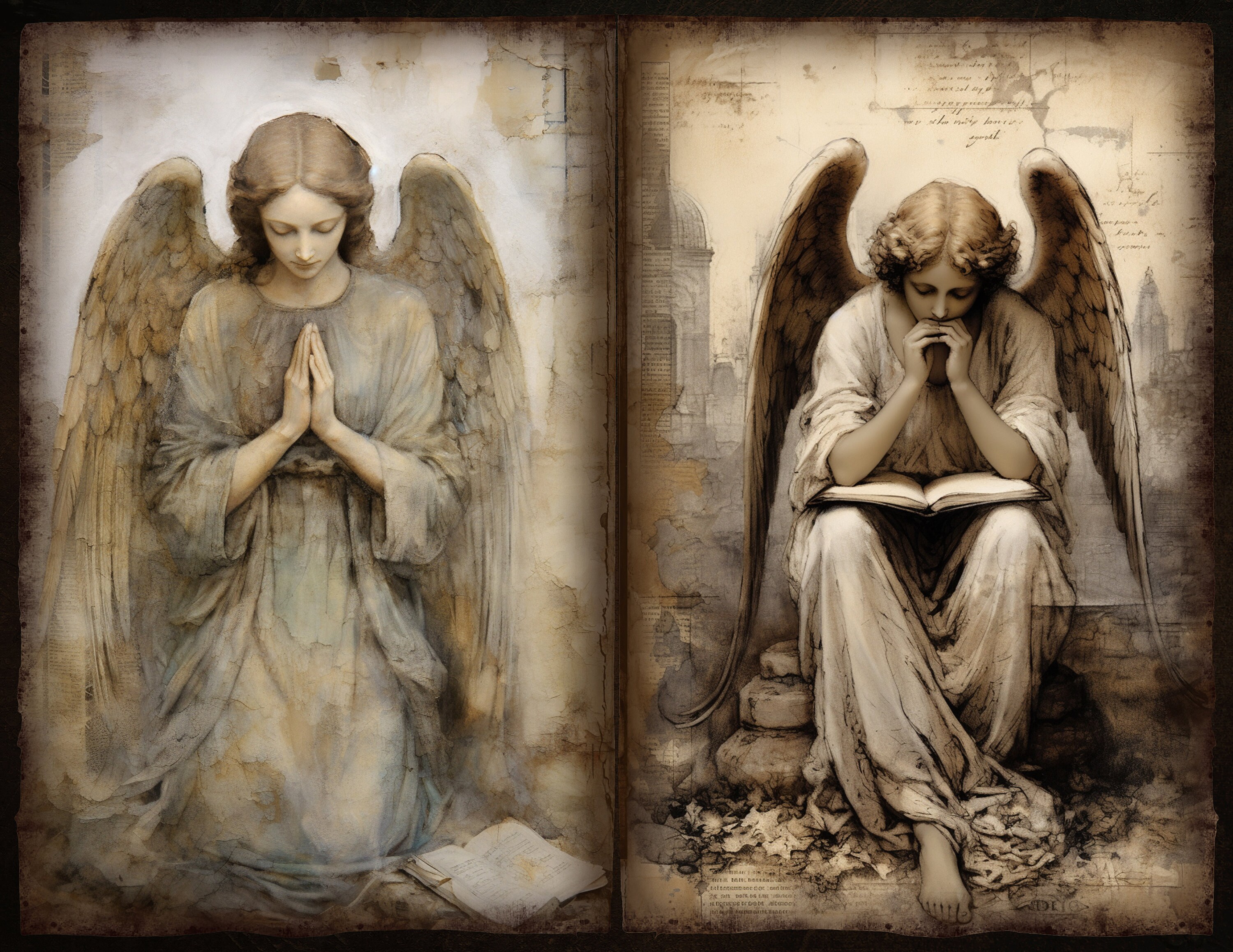 Praying Angel Junk Journal Pages: Printable Scrapbook Kit (digital ...