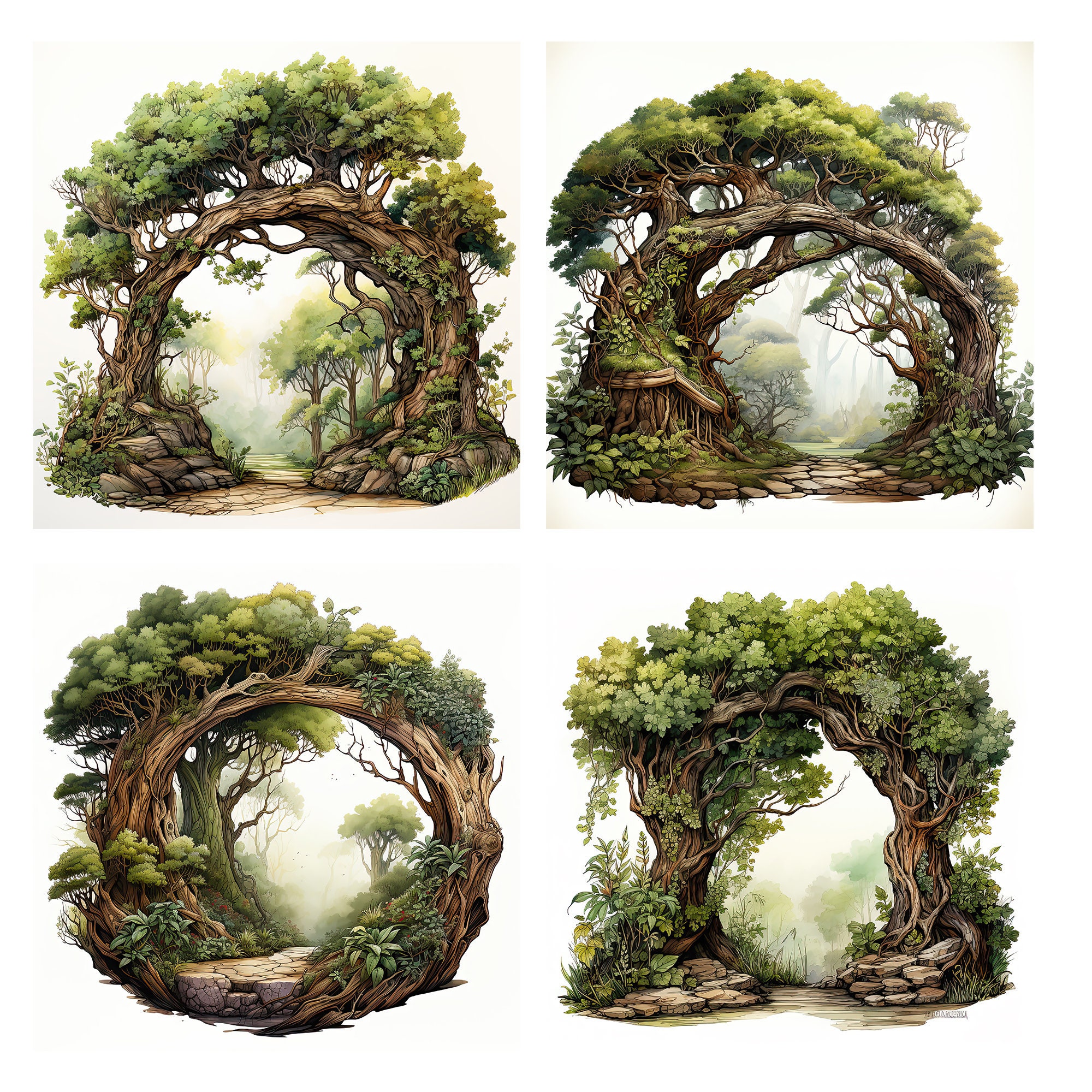 Forest Arches Watercolor, 24 Watercolor Arches Forest, Tree Arches ...