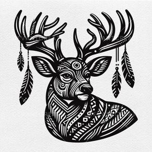 Deer Spirit SVG, Deer Head Svg, Antlers Svg, Native Deer Silhouette SVG PNG Clipart Cut Files - Etsy
