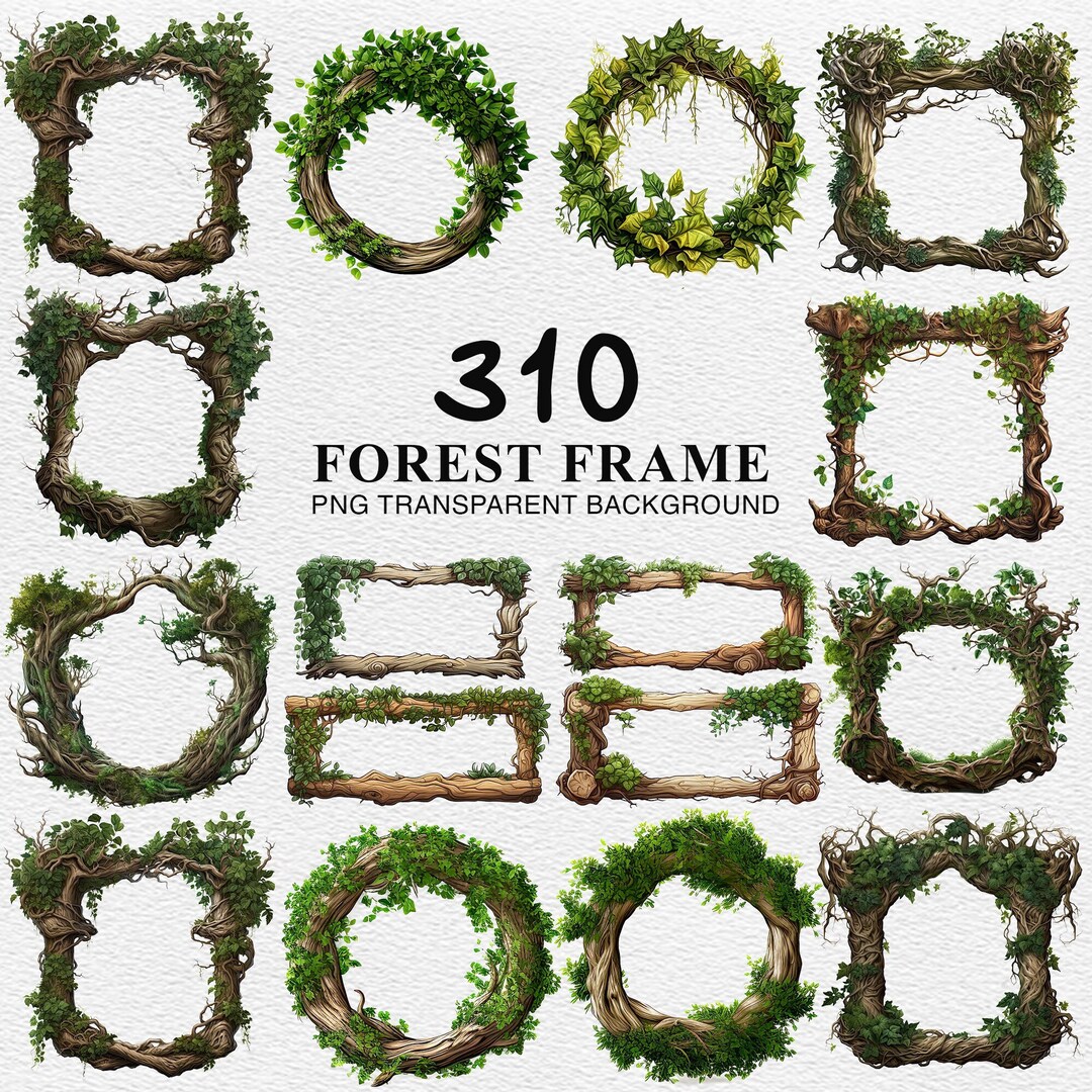 Forest Frame Clipart, 310 Floral Frame, Forest Watercolor, Roots Forest ...