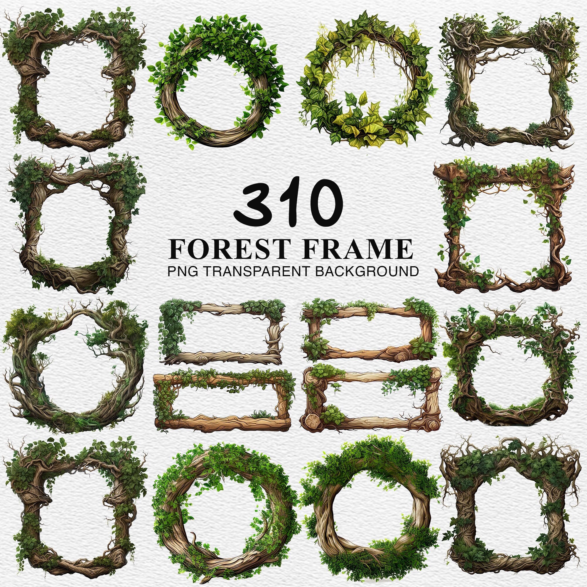 Forest Frame Clipart, 310 Floral Frame, Forest Watercolor, Roots Forest ...