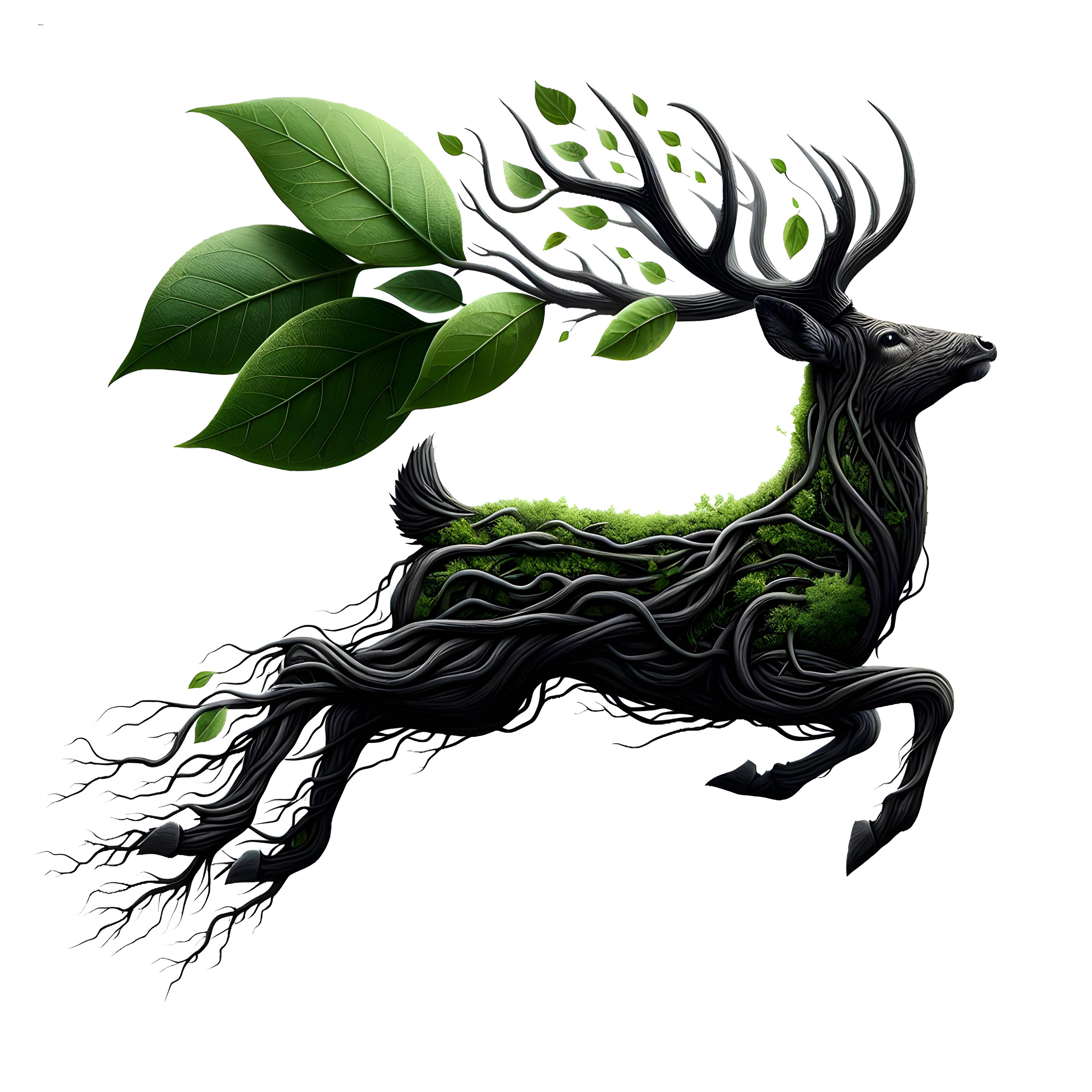 Floral Deer Clipart: Majestic Antlers, Roots & Leaves (PNG, JPEG) - Etsy