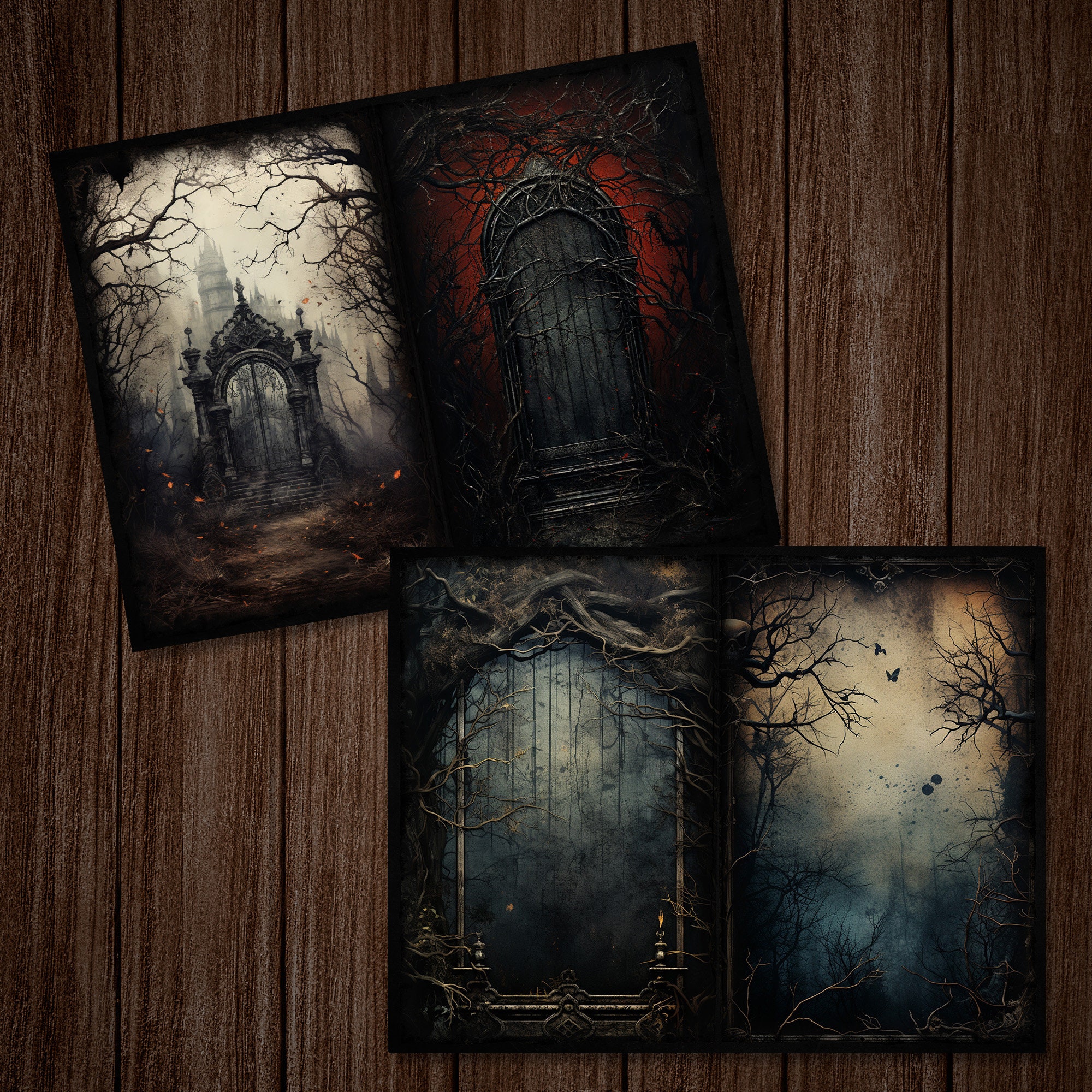 Dark Forest Gate Junk Journal Page, Gothic Forest Gate, Dark Gates ...