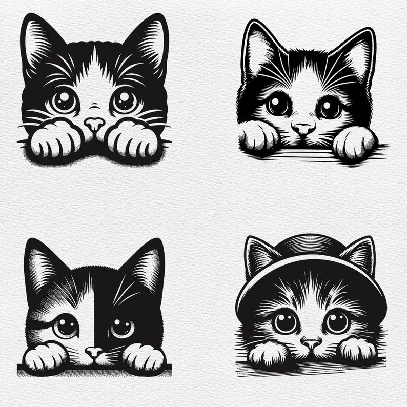 Peeking Cute Cat SVG, Peeking Kitten SVG, Cute Kitten Cats , Cats Head ...
