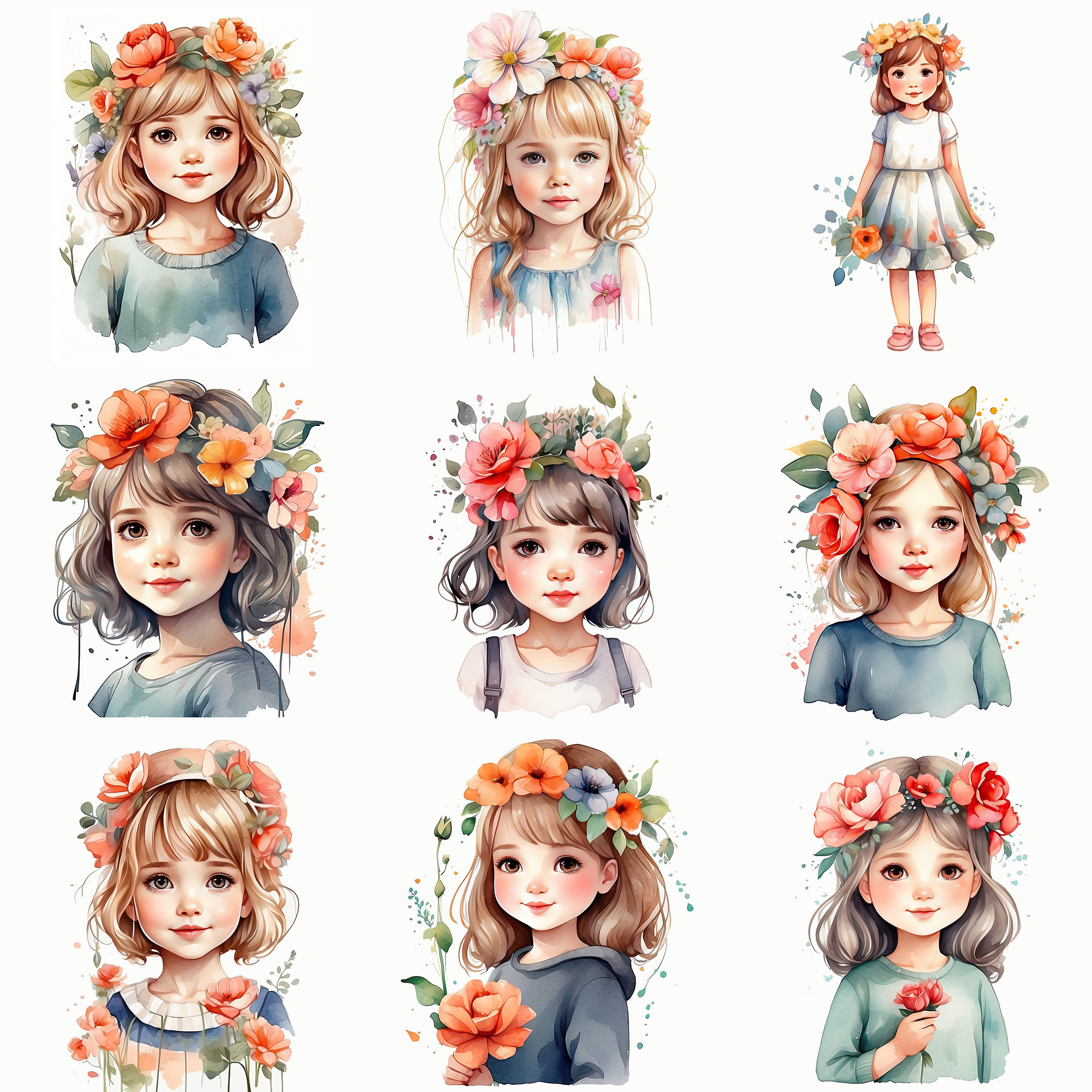 Little Girls Flowers Clipart, Little Girls , Cute Girls, Girls Flowers ...