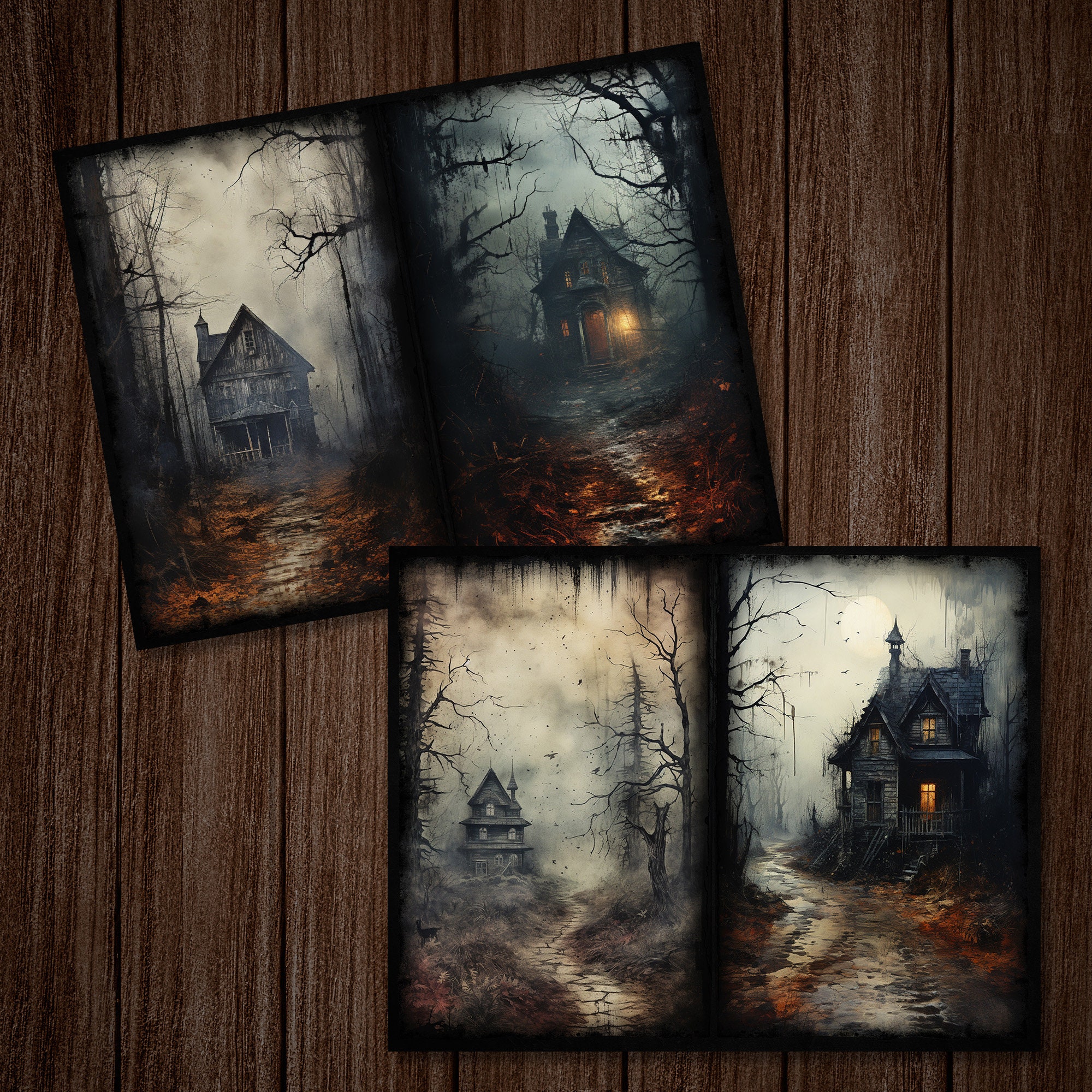 Dark Horror House Junk Journal Page, Creepy House, Horror Junk Journal ...