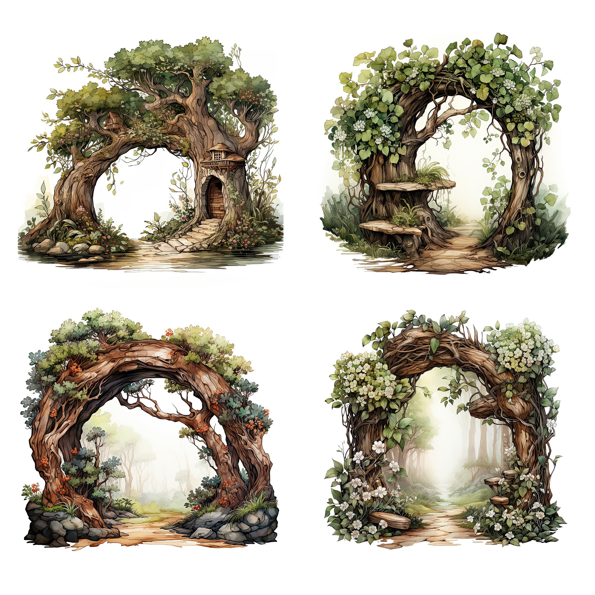Forest Arches Watercolor, 24 Watercolor Arches Forest, Tree Arches ...