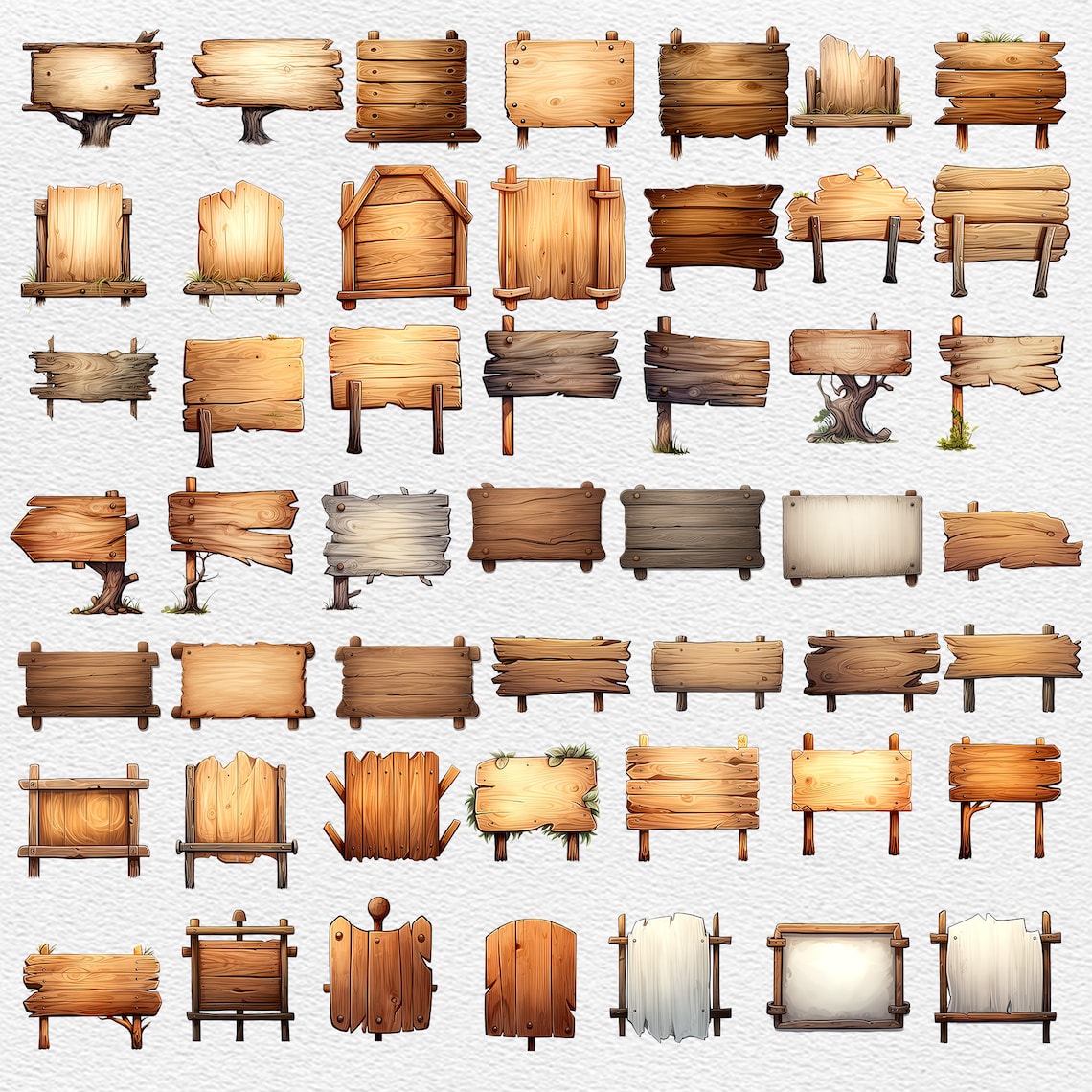 Wooden Sign Watercolor Clipart, 312 PNG Wooden Sign, Wood Sign ...