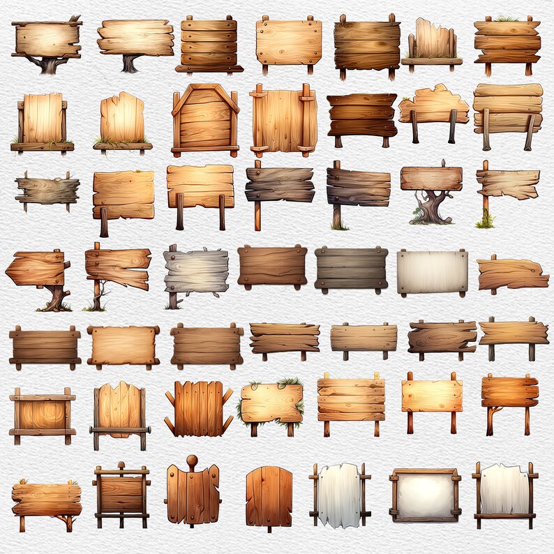 Wooden Sign Watercolor Clipart, 312 PNG Wooden Sign, Wood Sign ...