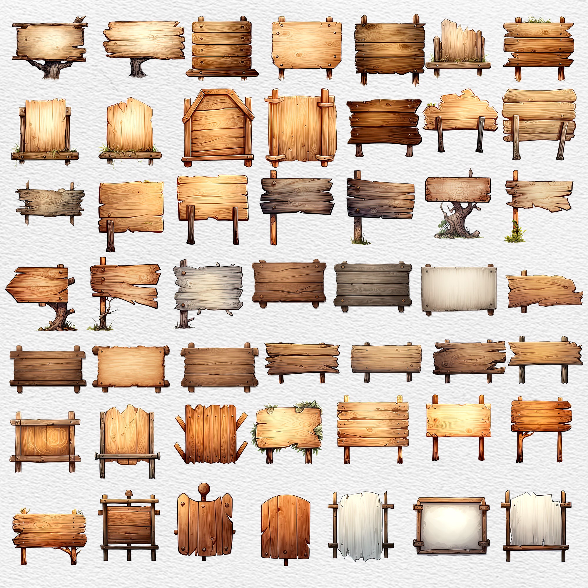 Wooden Sign Watercolor Clipart, 312 PNG Wooden Sign, Wood Sign ...