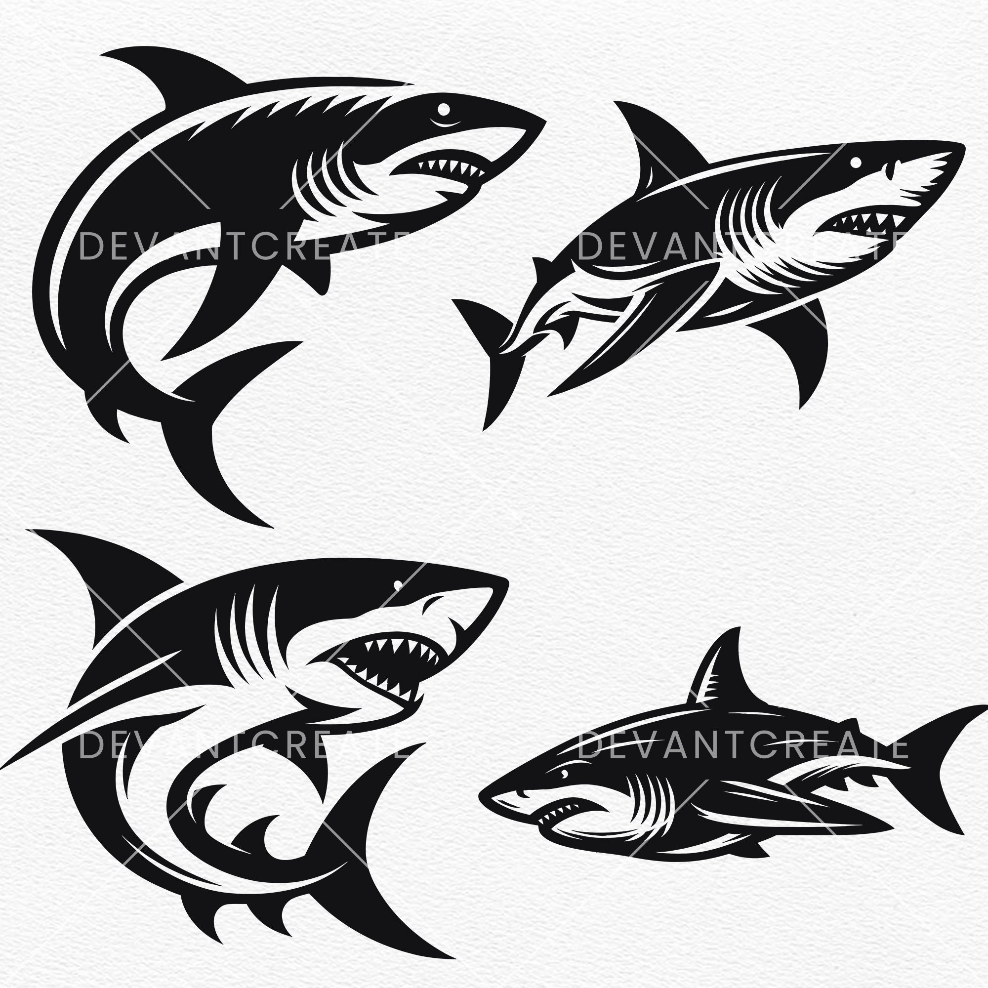 Shark SVG, Shark Bundle Svg, Angry Shark Svg, Shark on the Sea, Shark ...