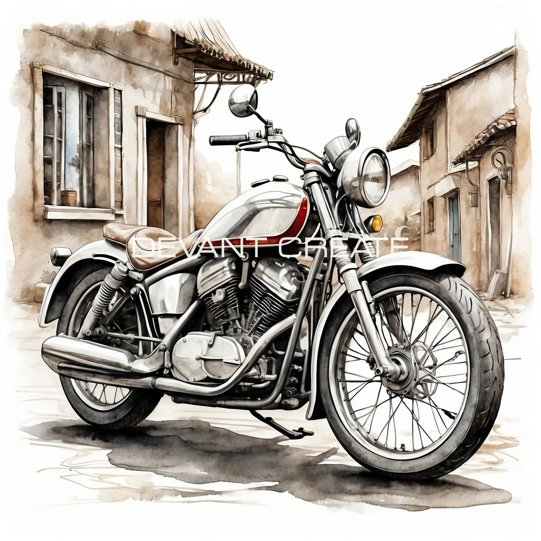 18 Old Motorcycle Clip Art, Classic Motorcycle Clipart, Old Motorcycle, Motorbike - Etsy