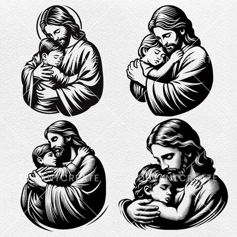 Jesus Hug SVG Bundle – Christian Clipart, Religious Silhouette Vector ...