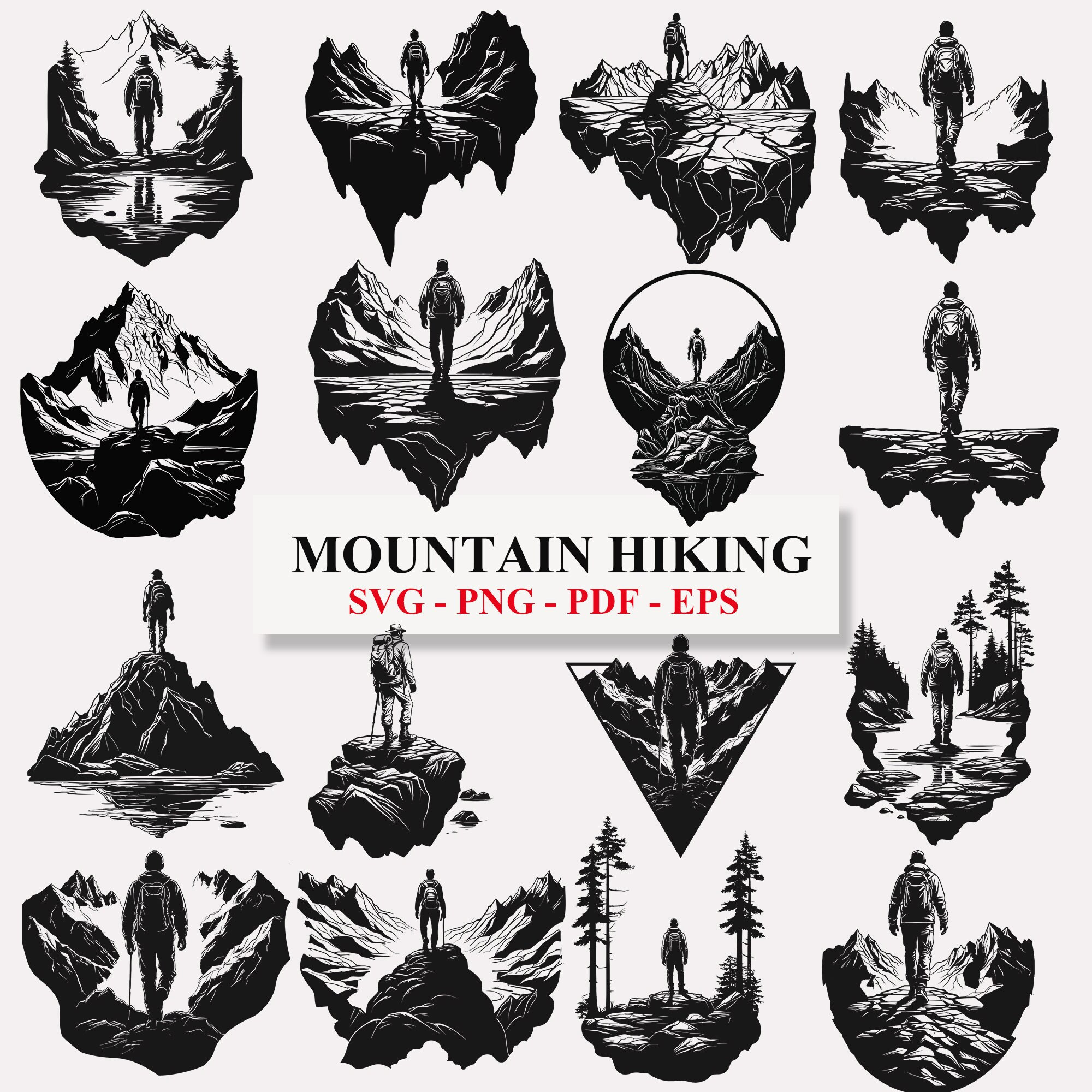 Mountain Hiking SVG Hiking Man SVG Hiking Clipart Mountain - Etsy