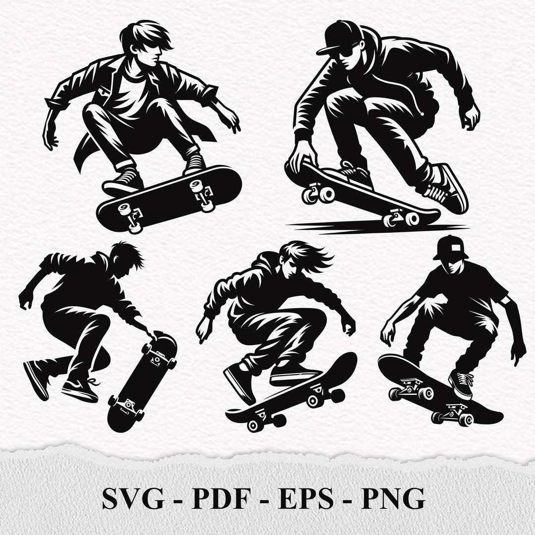 Skaterboarder SVG, Skater Svg, Skateboarding Silhouette SVG PNG Clipart ...