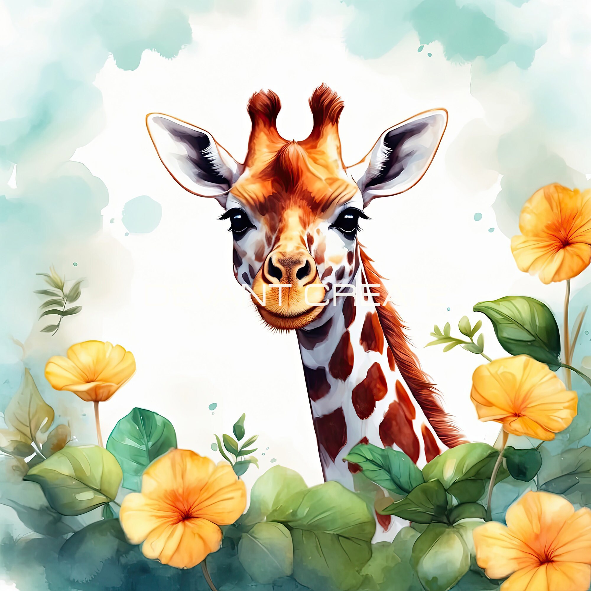 Cute Giraffe Watercolor Clipart Giraffe Head - Etsy