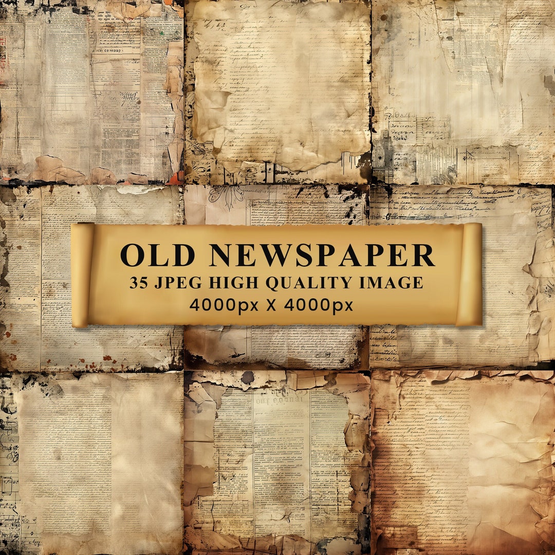 Old Newspaper Textures Printable, Old Paper, Digital Papers, Grunge ...