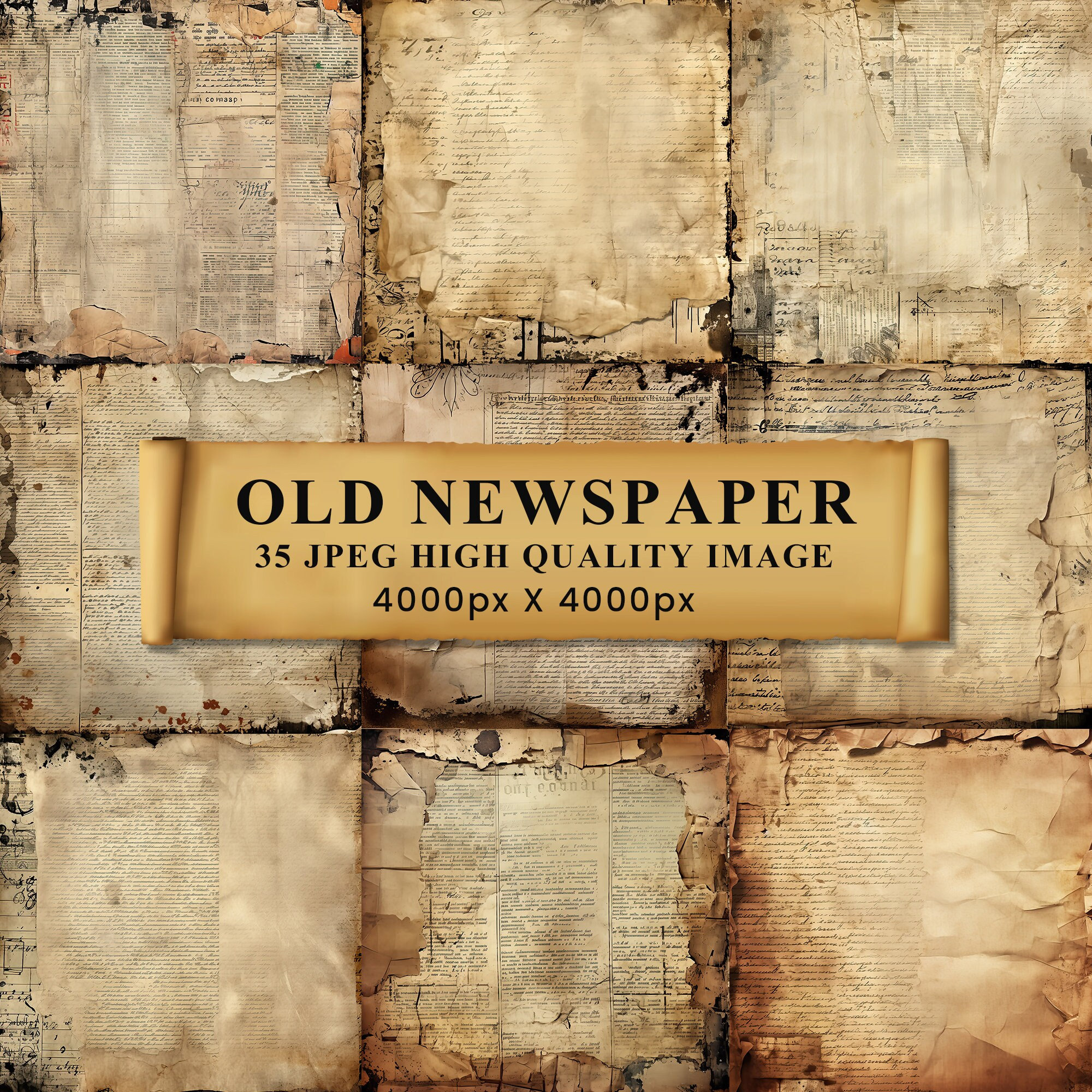 Old Newspaper Textures: Grunge Digital Paper Pack (digital Download) - Etsy