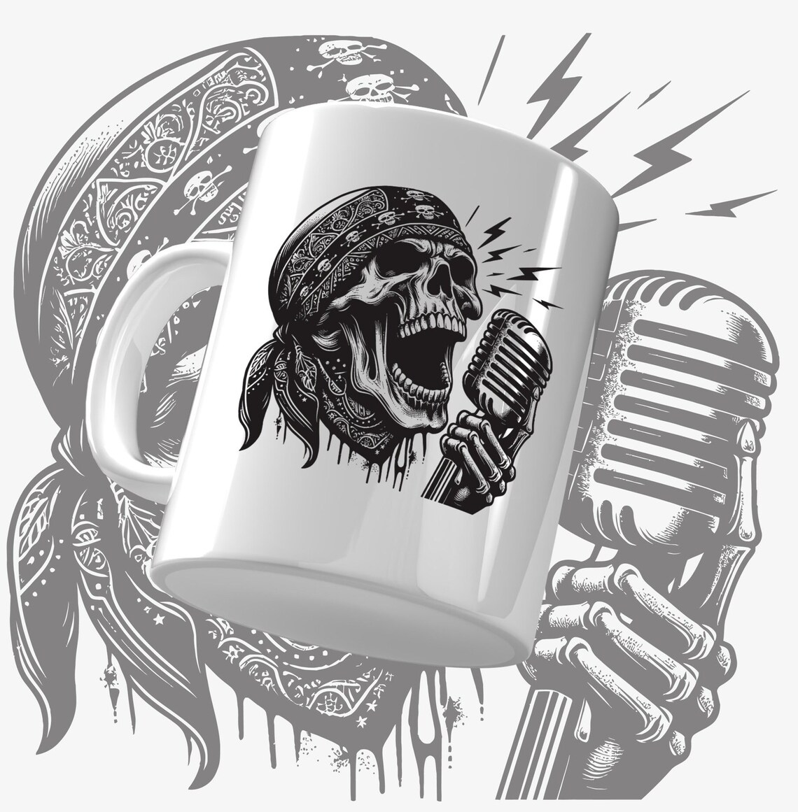 Skull Rocker SVG, Lady Rocker Skull SVG, Punk Rock Skull, Rock and Roll ...