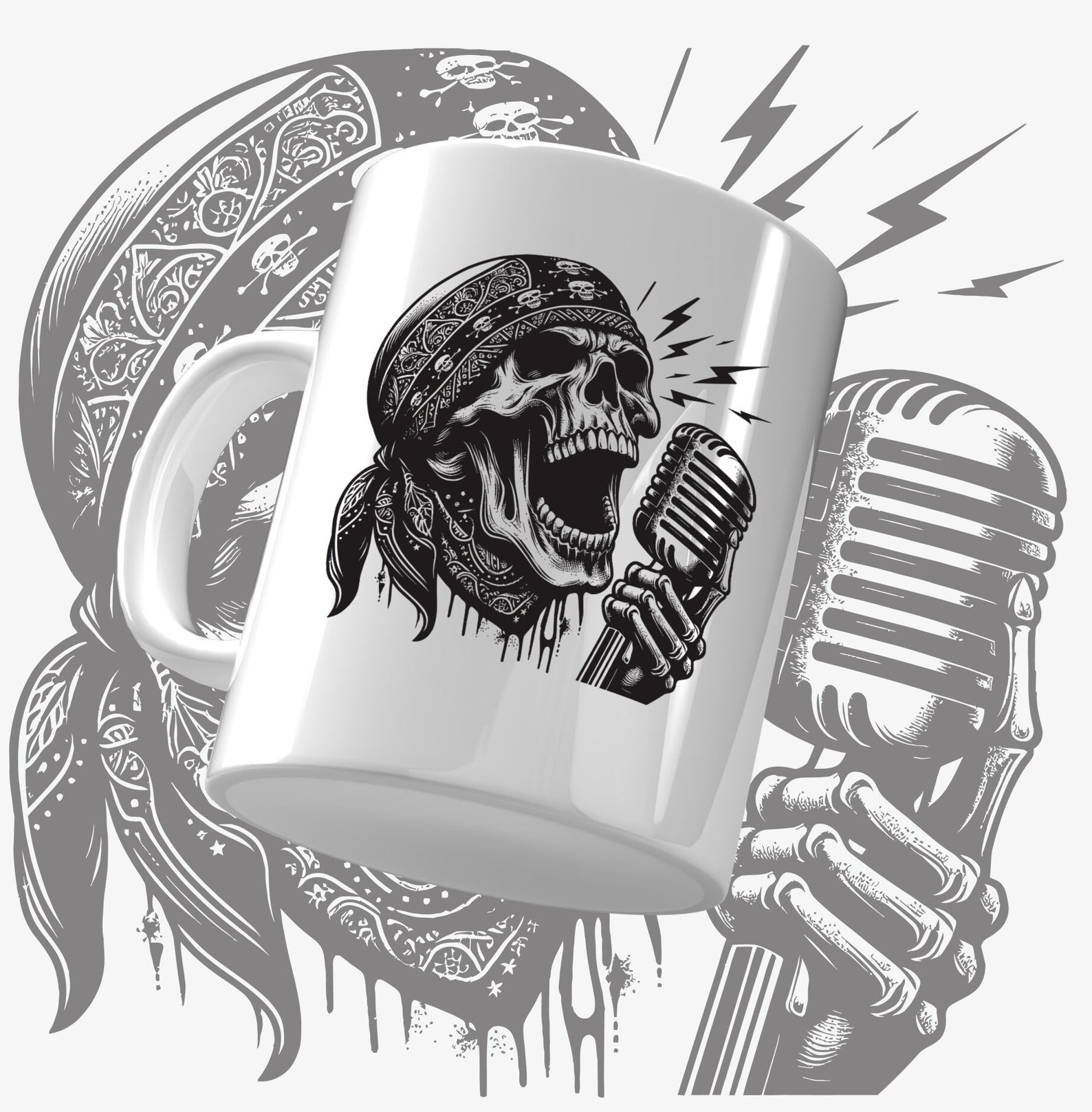 Skull Rocker SVG, Lady Rocker Skull SVG, Punk Rock Skull, Rock and Roll ...