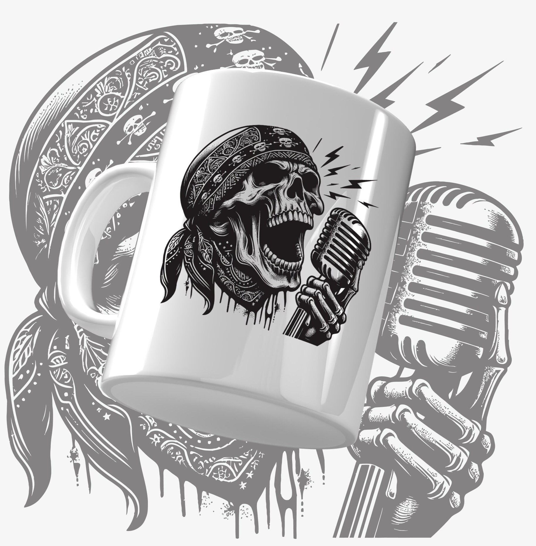 Skull Rocker SVG, Lady Rocker Skull SVG, Punk Rock Skull, Rock and Roll ...