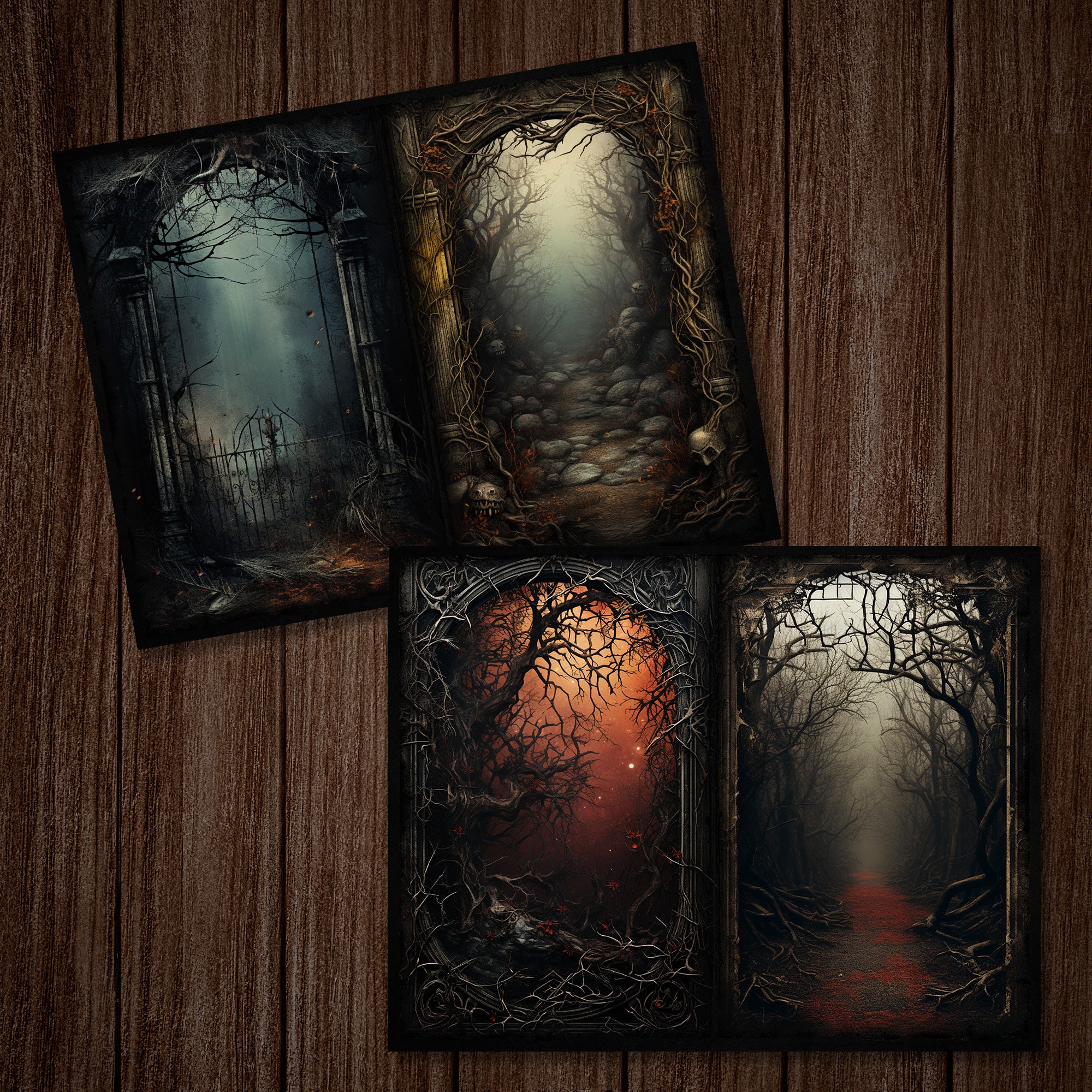 Dark Forest Gate Junk Journal Page, Gothic Forest Gate, Dark Gates ...