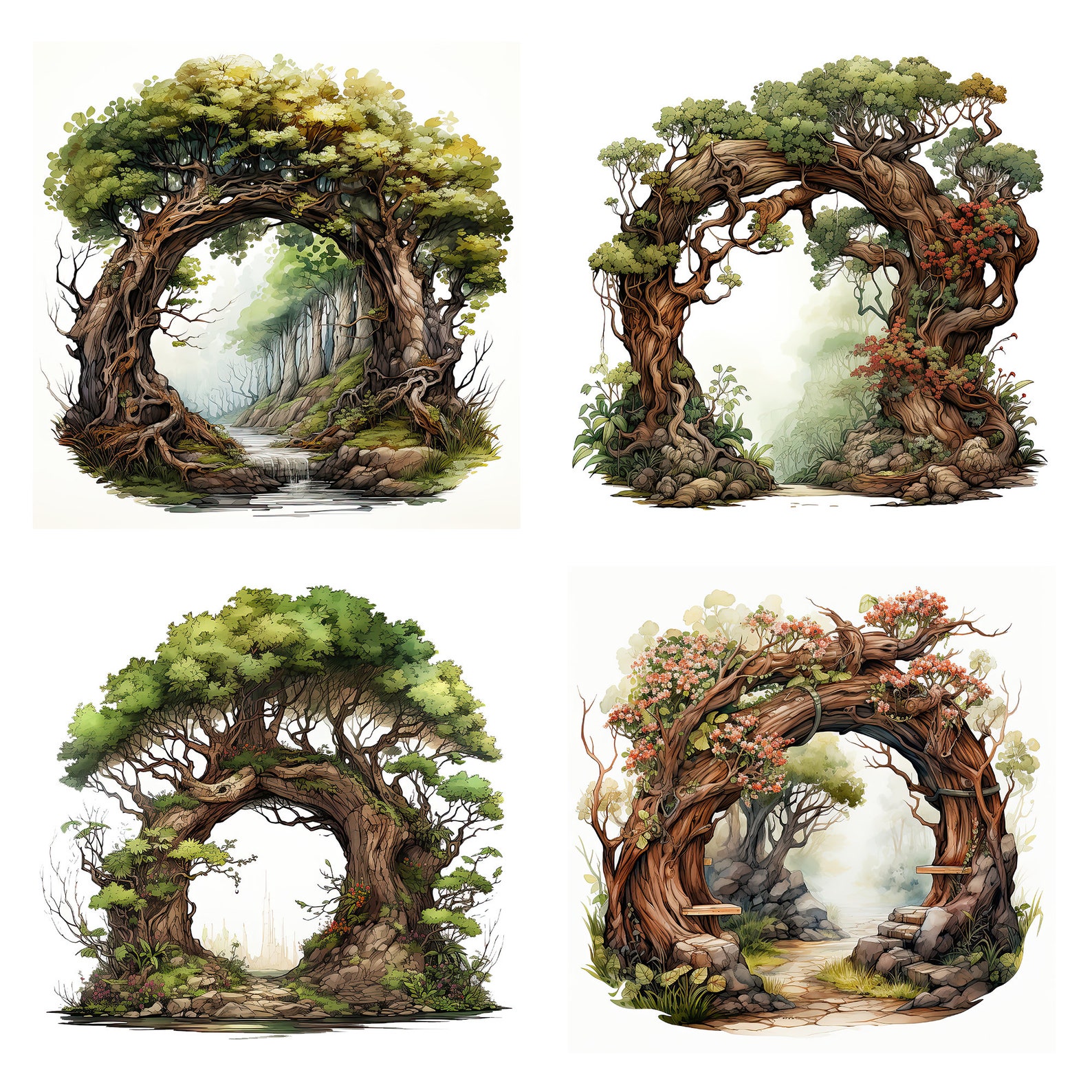 Forest Arches Watercolor, 24 Watercolor Arches Forest, Tree Arches ...