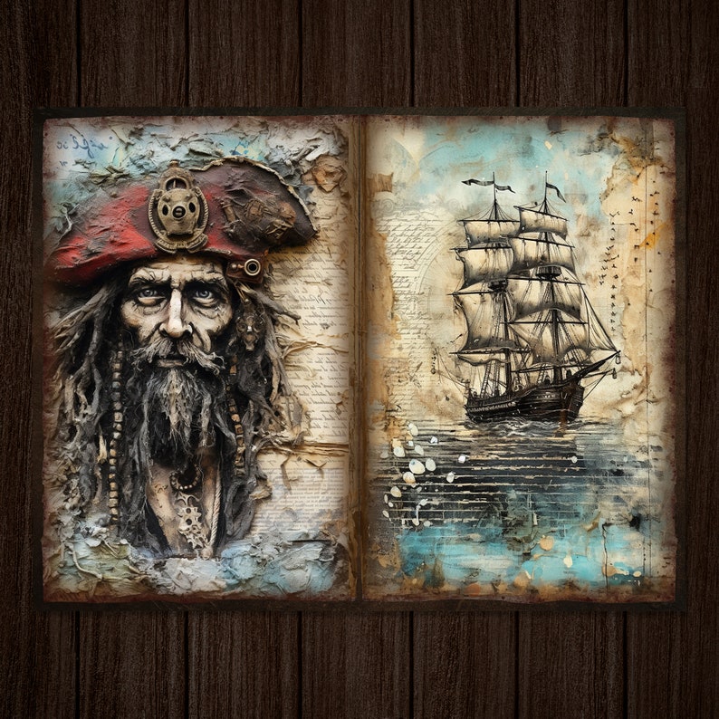 Vintage Pirate Junk Journal Pages: Nautical Scrapbook Paper (digital ...