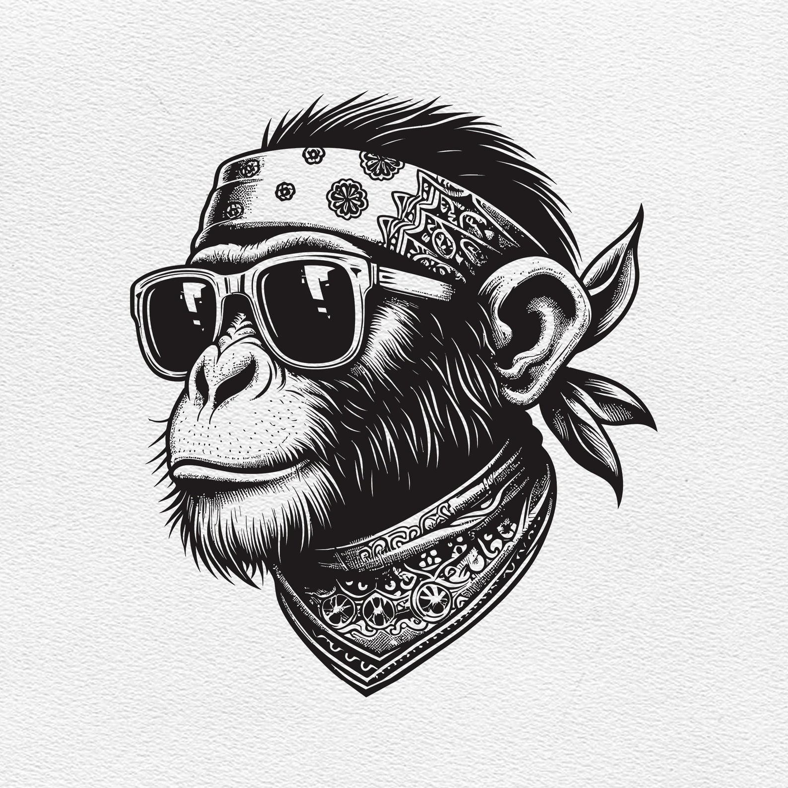Monkey Rock Star SVG, Monkey Head Svg, Funky Monkey Svg, Cool Monkey ...