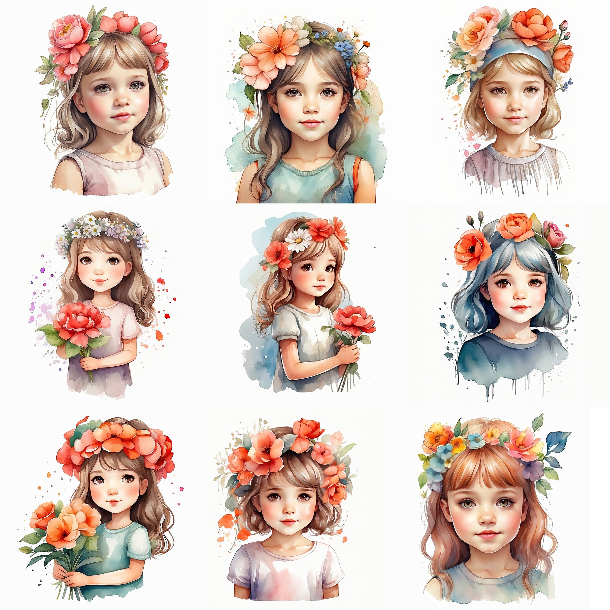 Little Girls Flowers Clipart, Little Girls , Cute Girls, Girls Flowers ...