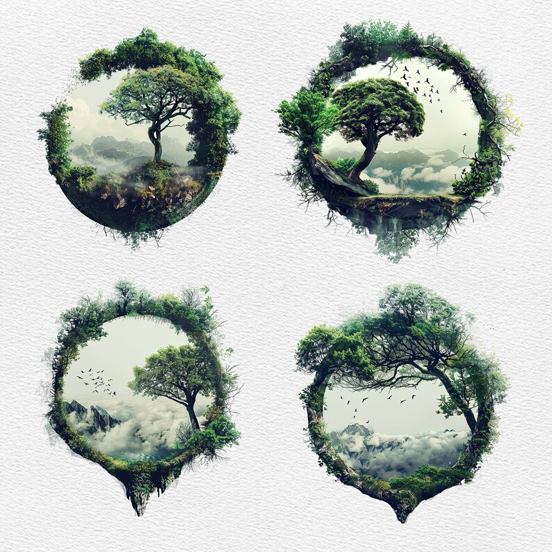 Nature Trees, 21 Circle Tree Clipart, Nature Scenery Clipart, Enchanted ...