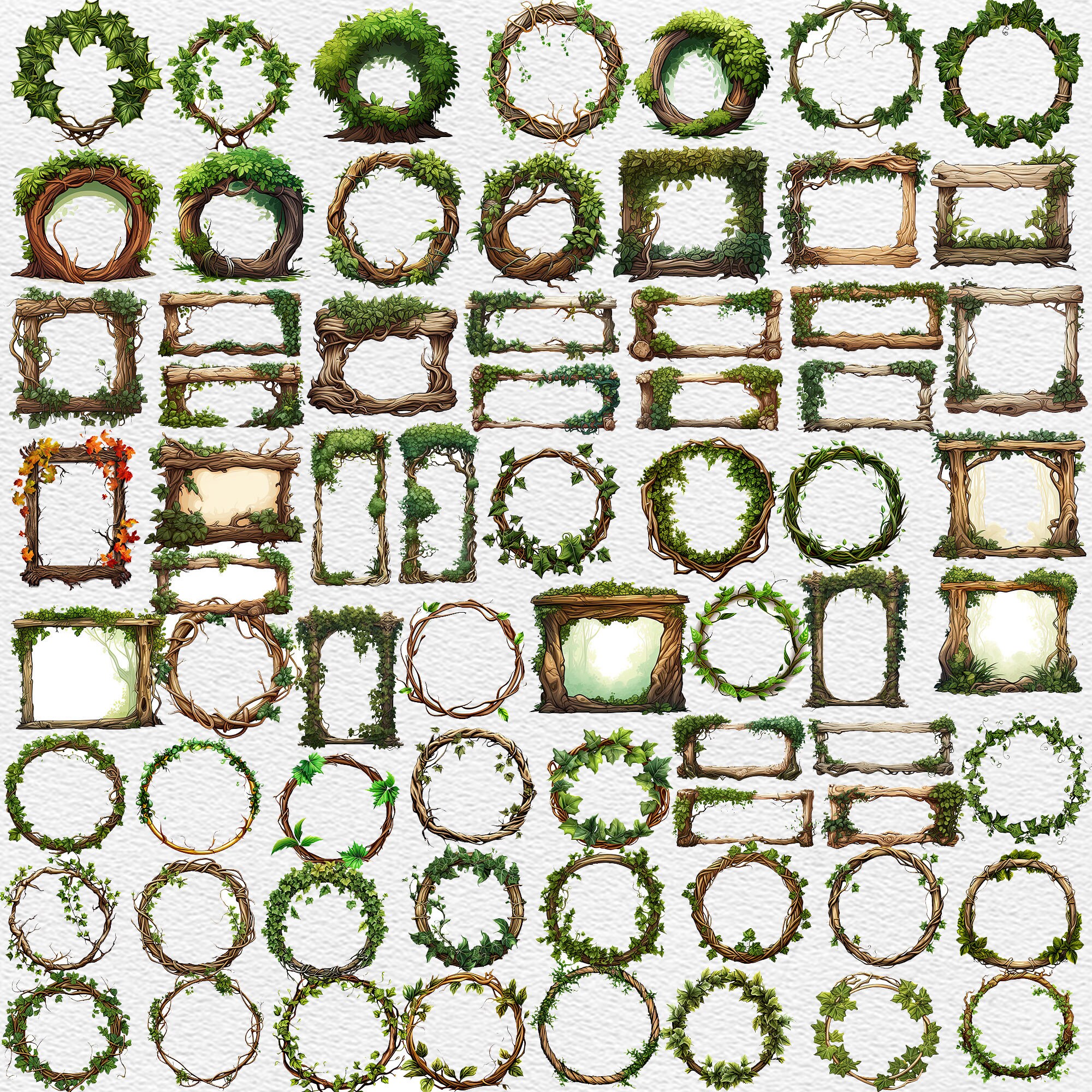 Forest Frame Clipart, 310 Floral Frame, Forest Watercolor, Roots Forest ...