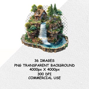 Cottage Island Clipart: 36 Floating House Pngs (digital Download) - Etsy