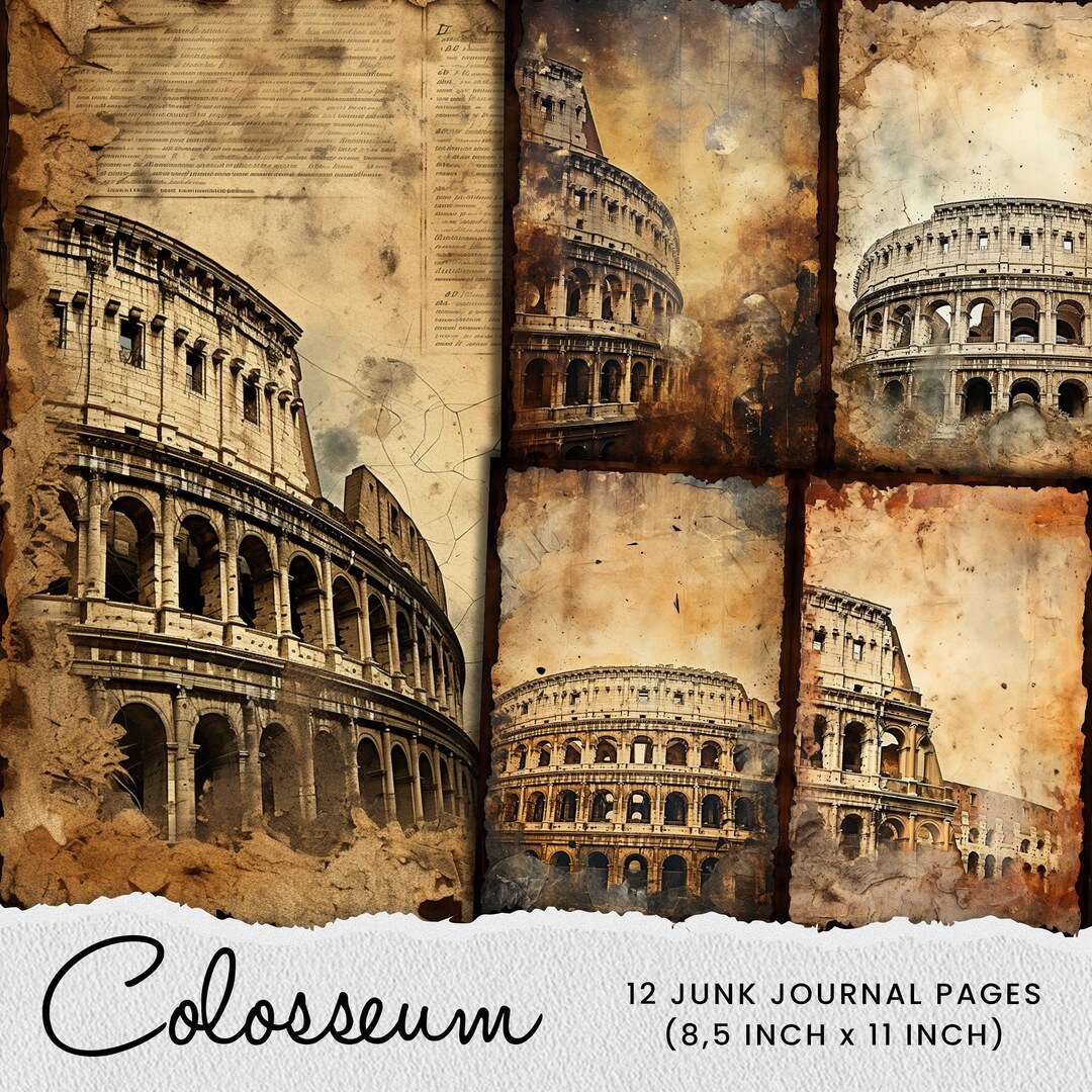 Colosseum Junk Journal Pages: Rome Watercolor Clipart (digital Paper ...